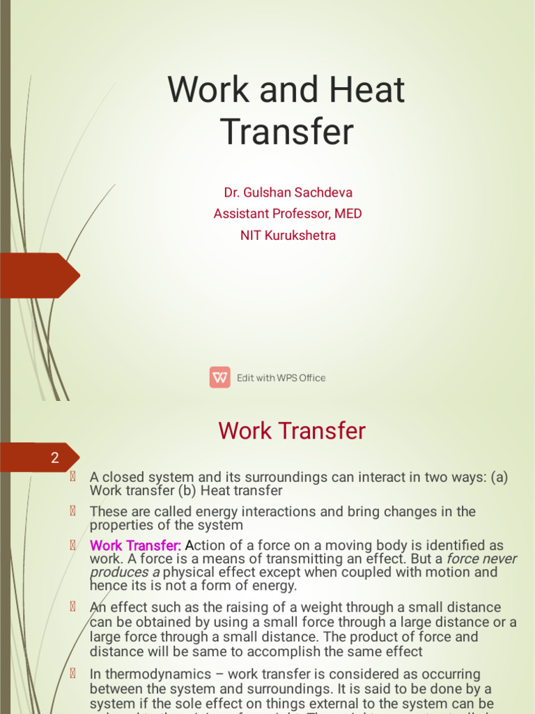 Work and Heat Transfer | PDF