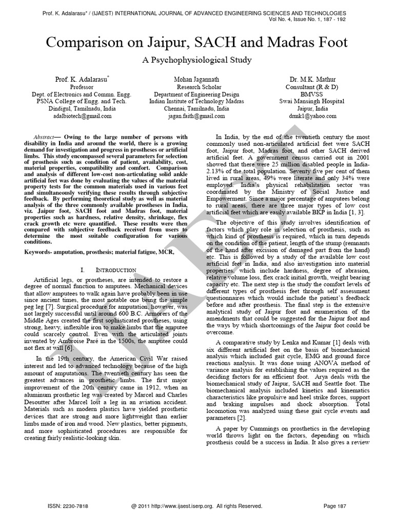 5.IJAEST Vol No 6 Issue No 2 Comparison On Jaipur, SACH and Madras Foot 187 192 | PDF