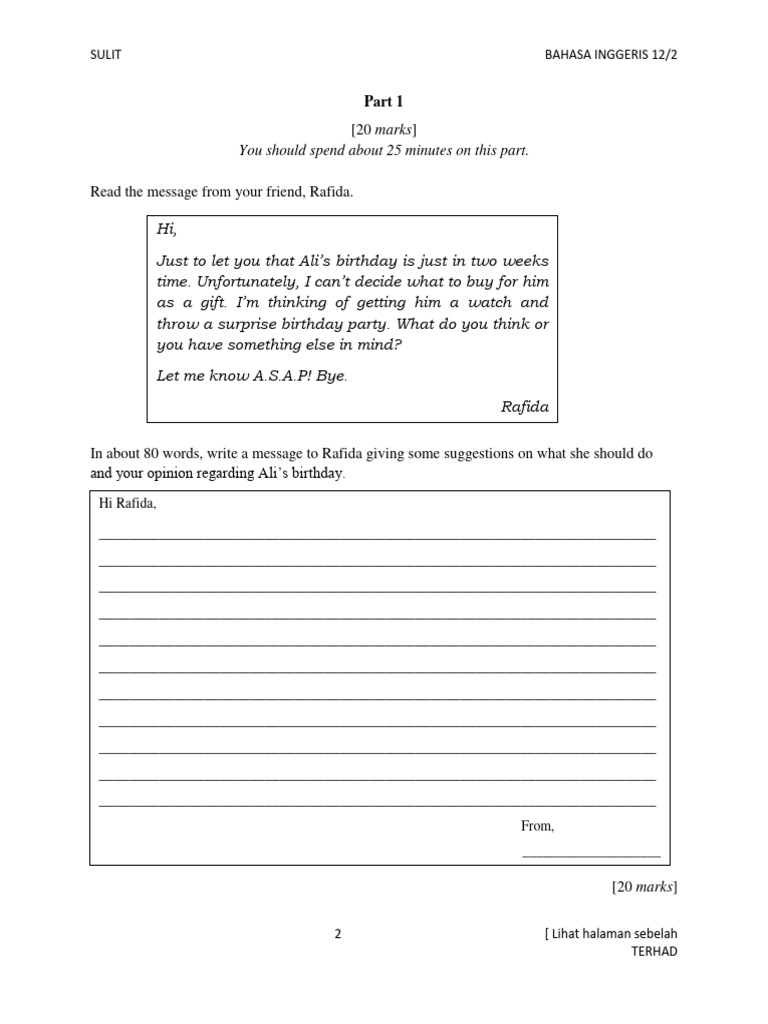 Writing Form 1 | PDF