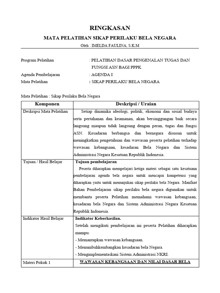 Imelda Jurnal Pelatihan Dasar Pengenalan Tugas Dan Fungsi Asn Bagi PPPK | PDF