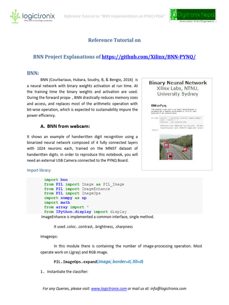 BNN (Binaray+Neural+Network) PYNQ Online Course | PDF