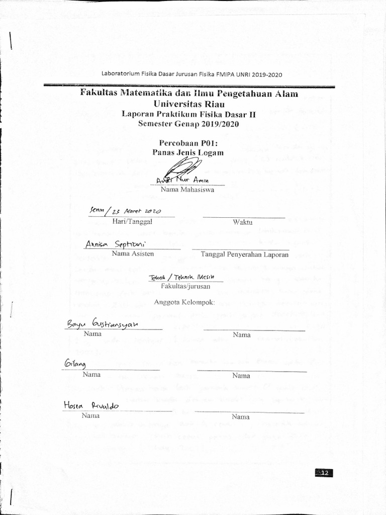Andi Nur Amin (1907112158) Percobaan 01 Panas Jenis Logam | PDF