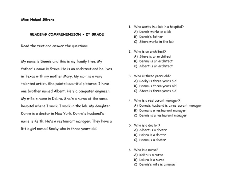 Reading Comprehension 2 | PDF