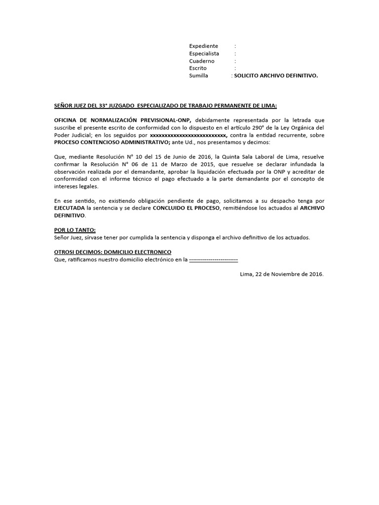 Se Solicita Archivo Definitivo | PDF