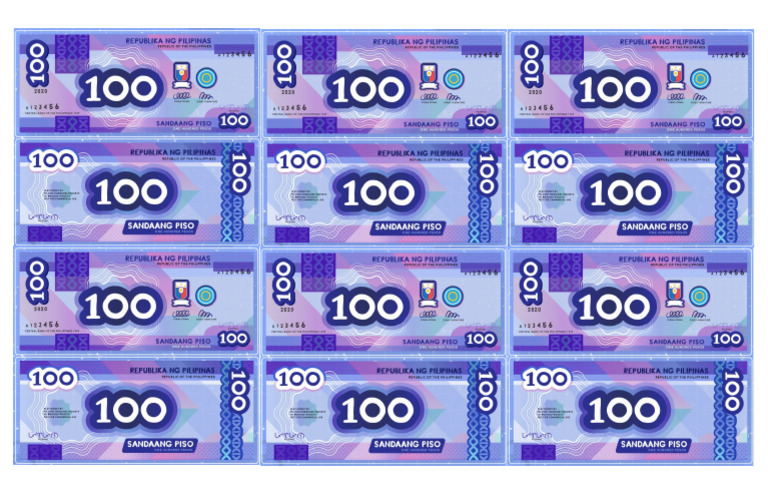 100 Peso Bill Play Money Income Shuffle | PDF