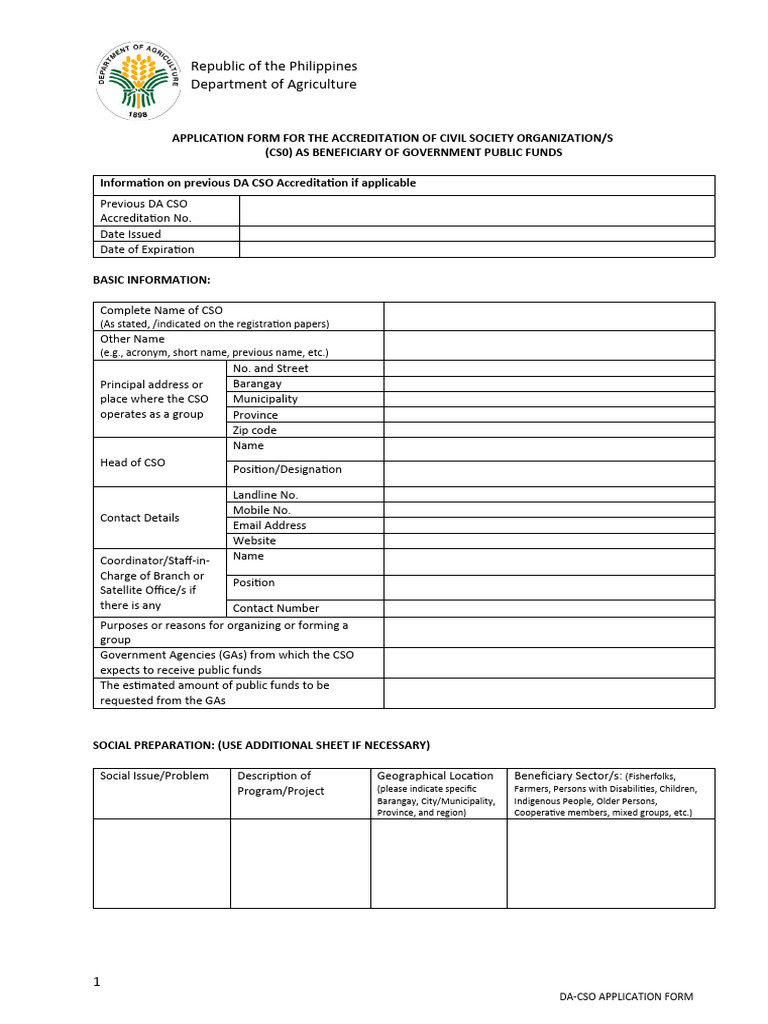 Cso - Application Form For The Accreditation of Civil Society Organizations | PDF