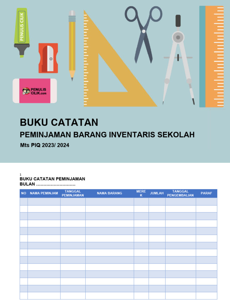 Buku Peminjaman Barang Sekolah | PDF