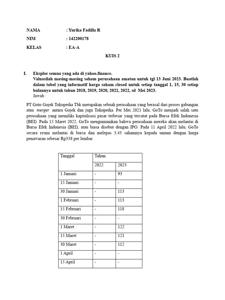 Yurika Fadilla - 142200178 - KUIS 2 ALK | PDF