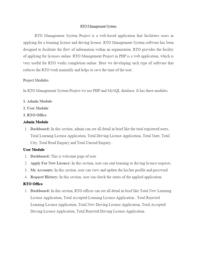 RTO Management System | PDF