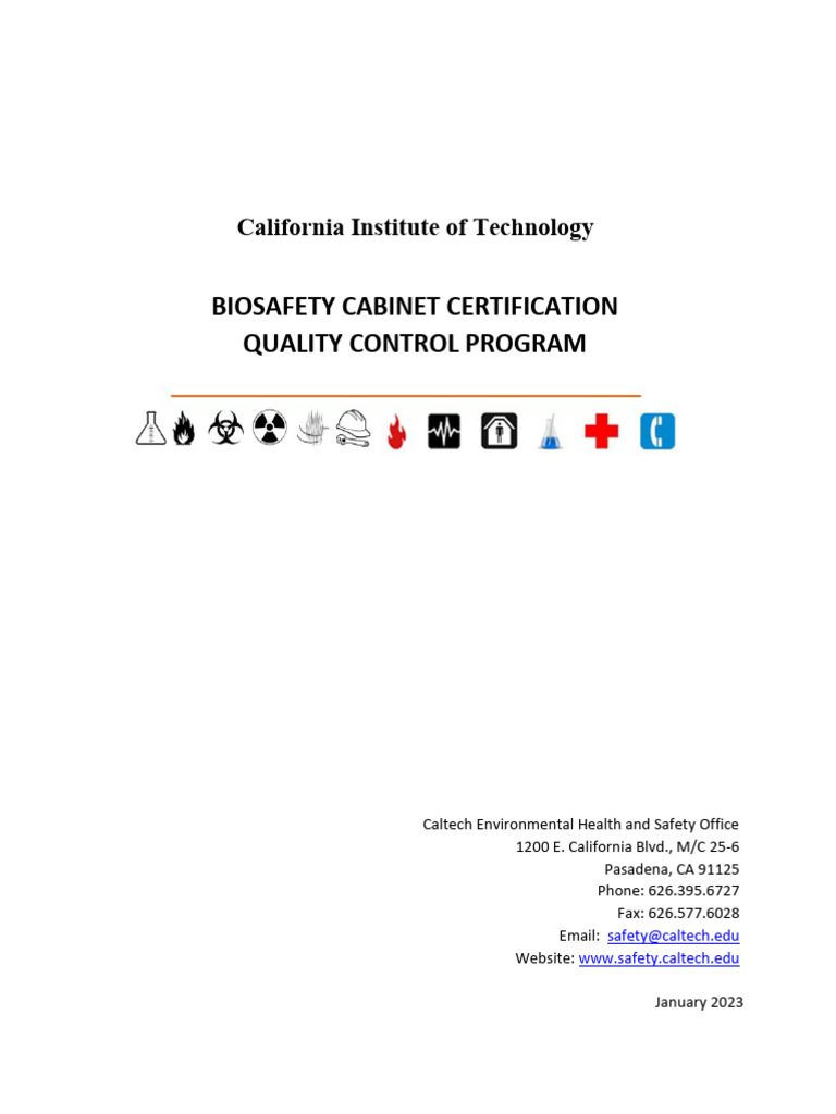 Biosafety Cabinet Certification Quality Control Program | PDF