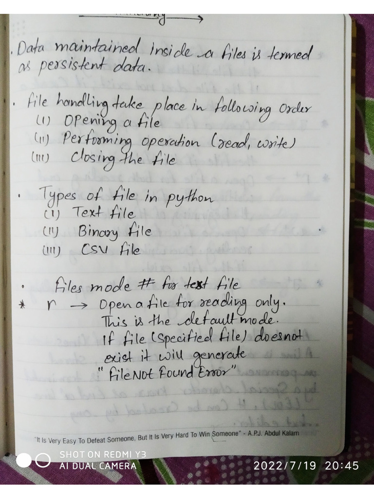 File Handling Notes Handwritten | PDF