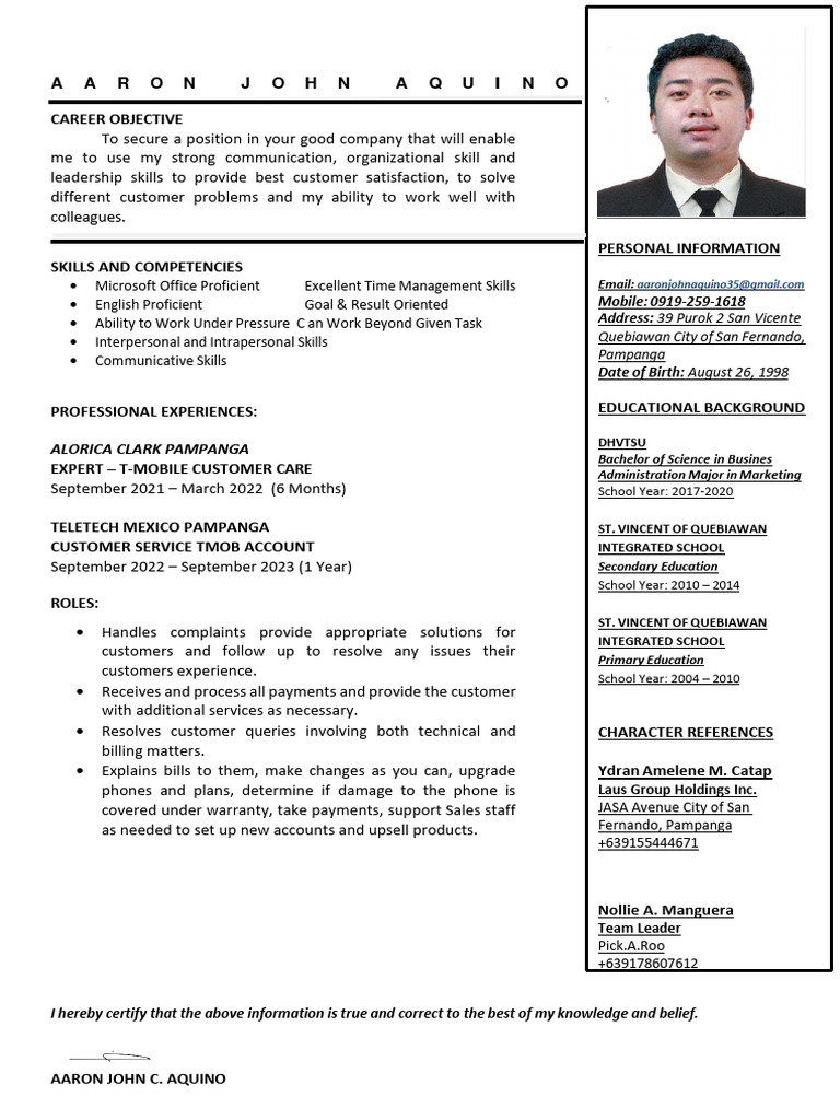 Aaron John Aquino CV | PDF
