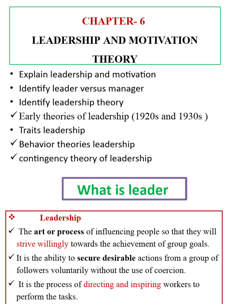 CHAPTER- 6 Leadership Theories | PDF | Leadership | Organizational Behavior