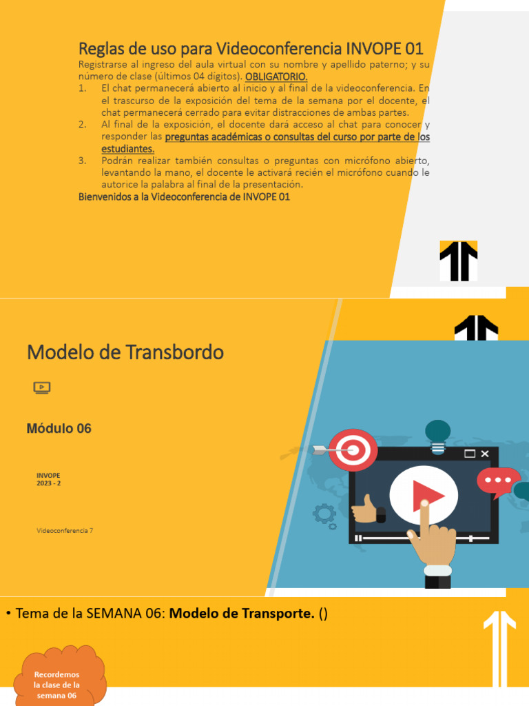UPN - Videconferencia INVOPE 01 - Semana 07 - M06 - MAAC - Modelo Transbordo PDF | PDF