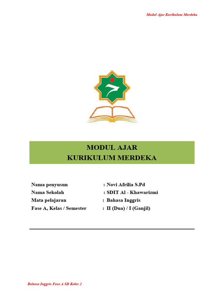 modul ajar B Inggris Kls 2 kurmer lesson 2 | PDF