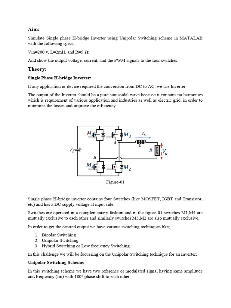 Single Phase Inverter Unipolor Switching | PDF | Power Inverter | Power (Physics)