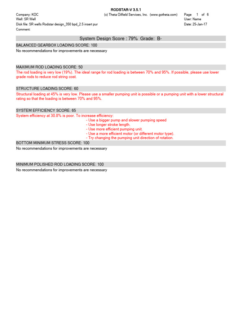 Sample Selection Sheet For SRP - Rod Star | PDF | Pump | Pressure