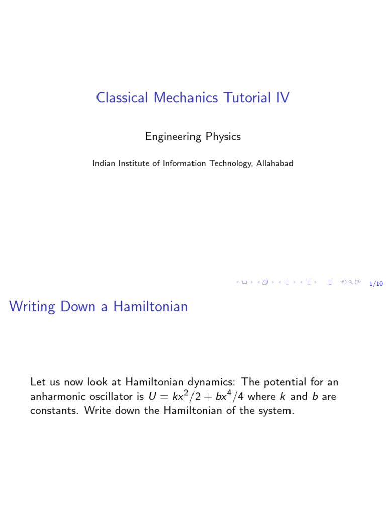 Classical Mechanics Tutorial IV | PDF