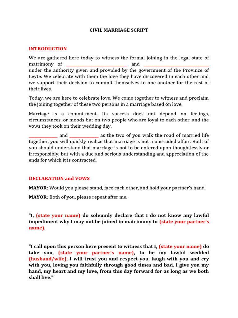 Civil Marriage Script Pdf