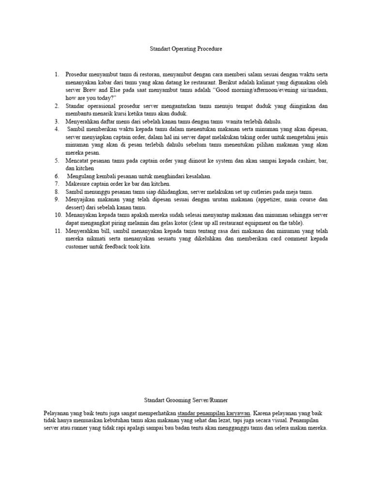 Standart Operating Procedure | PDF