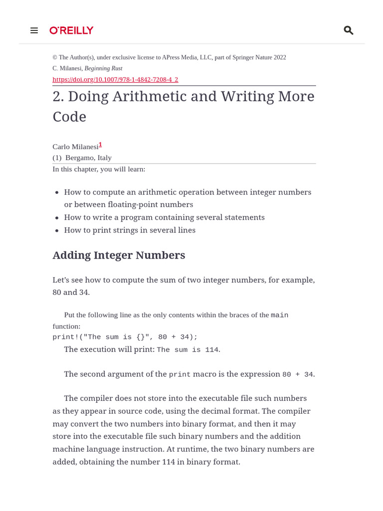 Doing Arithmetic And Writing More Code Beginning Rust Get Started With Rust 2021 Edition Pdf