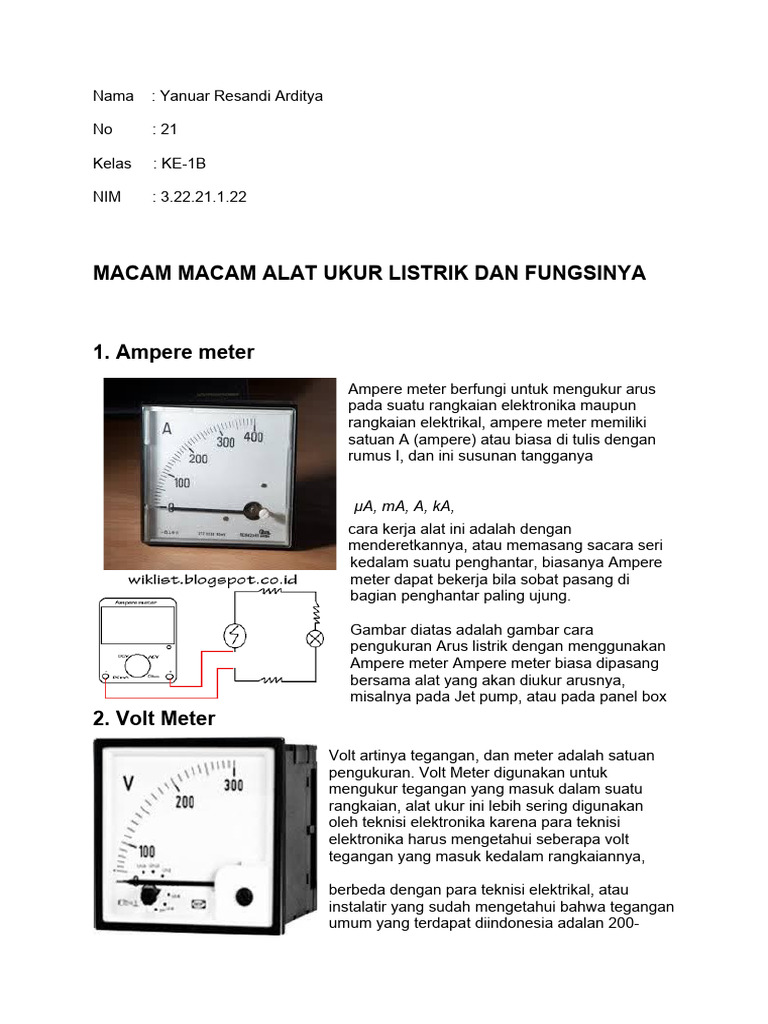 Macam Alat Ukur Listrik dan Fungsinya | PDF