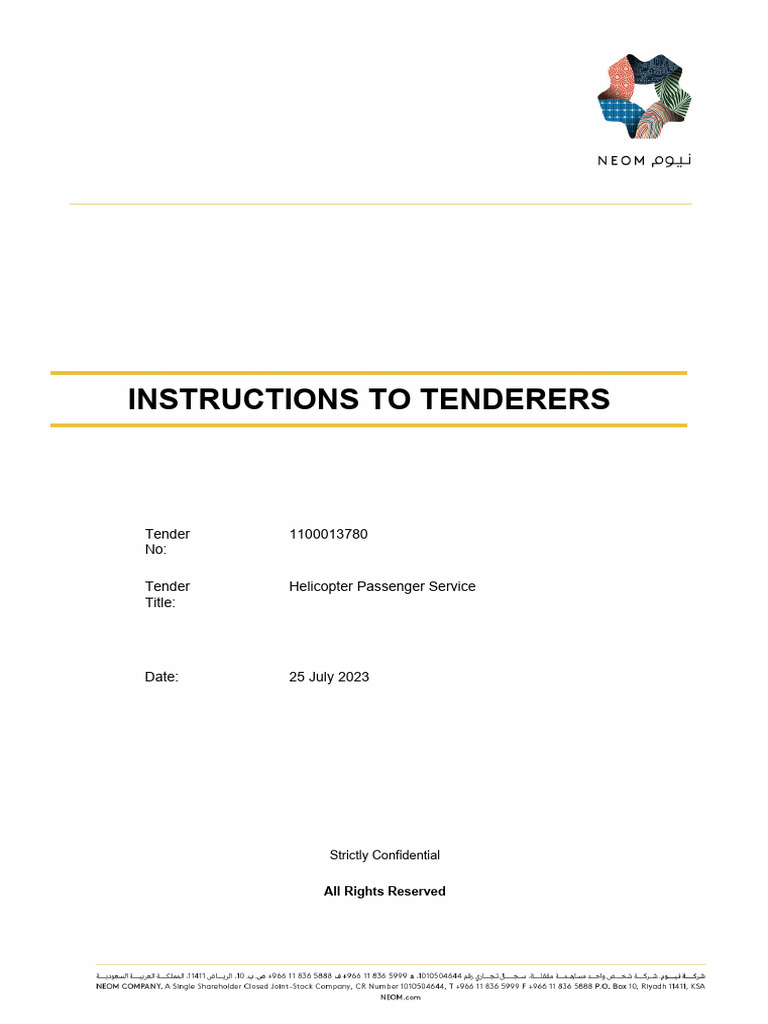 A3.1 Instructions To Tenderers | PDF