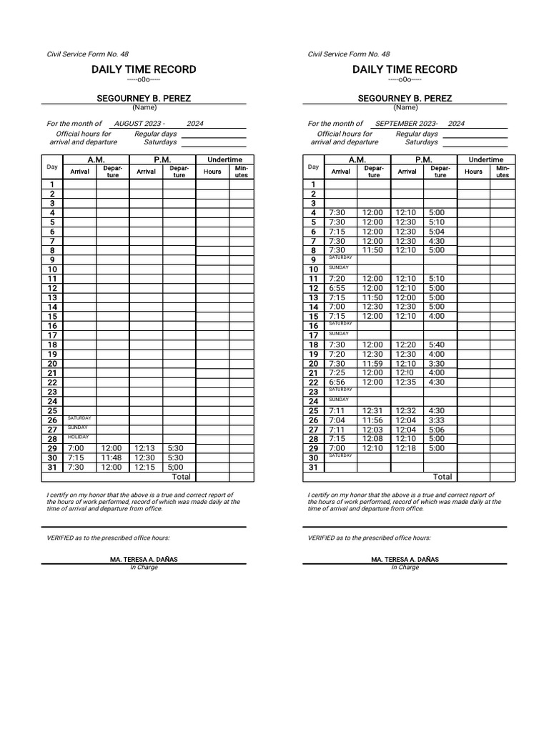 Appendix 24 - Daily Time Record (DTR) | PDF