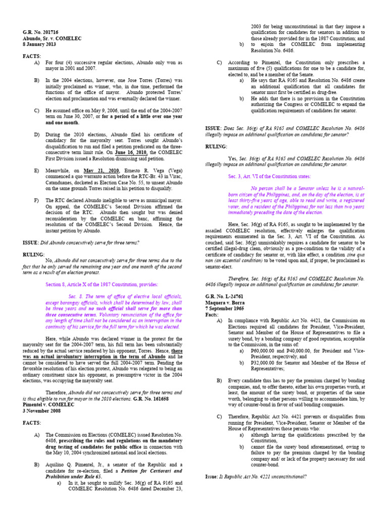 Constitutional Law 1 - Case Digests (For Recitation Purposes) | PDF
