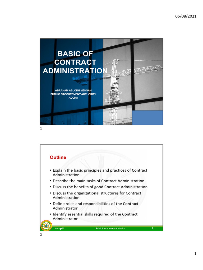 Session 2 Basics of Contract Administration | PDF