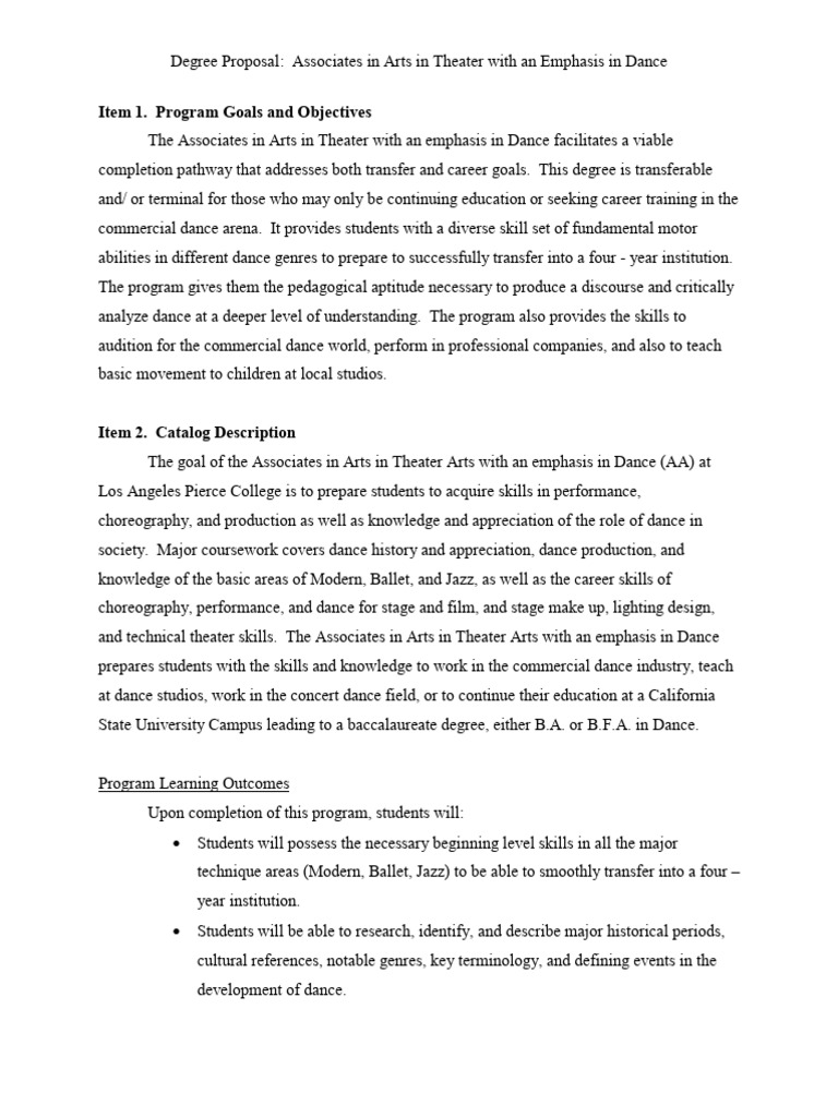 Degree Arts Dance Proposal | PDF