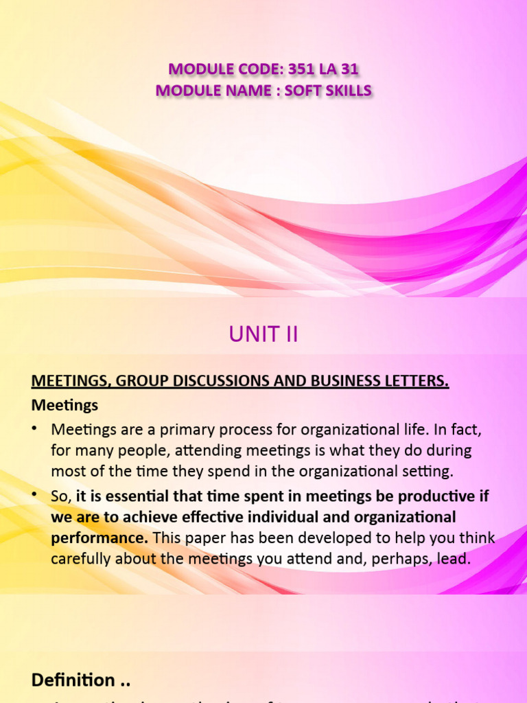UNIT II PPT - 351 LA 31 - Soft Skills | PDF