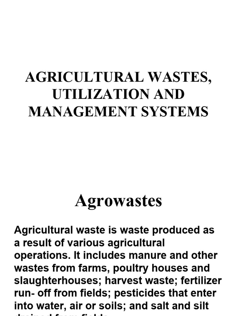 Agricultural Waste Management Systems | PDF