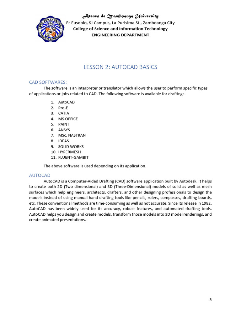 Lesson 2 Cad Pdf
