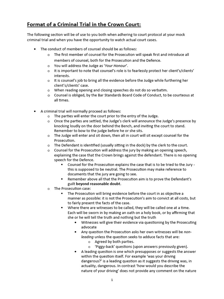 Criminal Trial Format | PDF