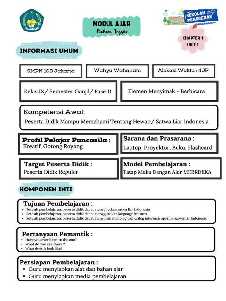 4891 Modul Ajar Chapter 1 Unit 1-9- 11zon | PDF