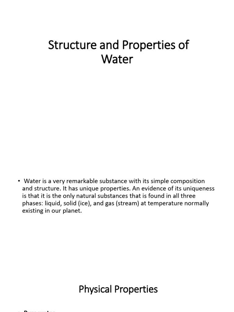 Week 003 Structure and Properties of Water | PDF