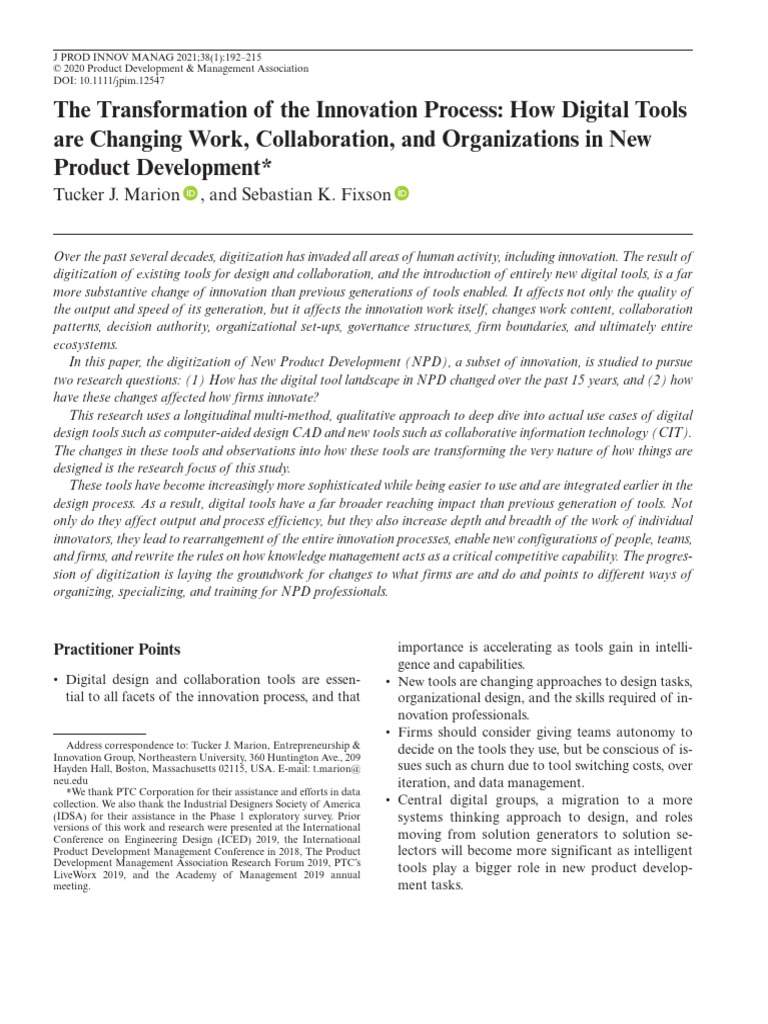 Marion 2021 | PDF | Computer Aided Design | Innovation