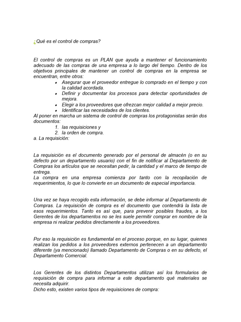 Control de Compras | PDF | Planificación de recursos empresariales ...
