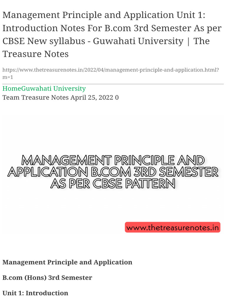 Management Principle and Application Unit 1 Intro | PDF | Motivation ...