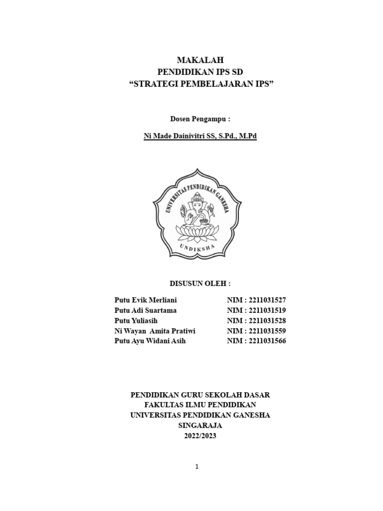 MAKALAH STRATEGI PEMBELAJARAN IPS Fix | PDF