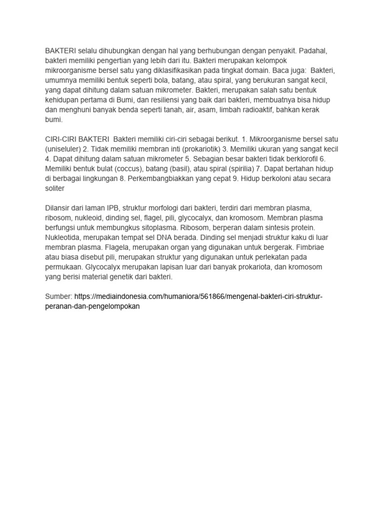 BAKTERI Selalu Dihubungkan Dengan Hal Yang Berhubungan Dengan Penyakit | PDF