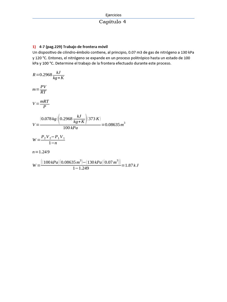 Termo U3 Ejercicios Tarea | PDF