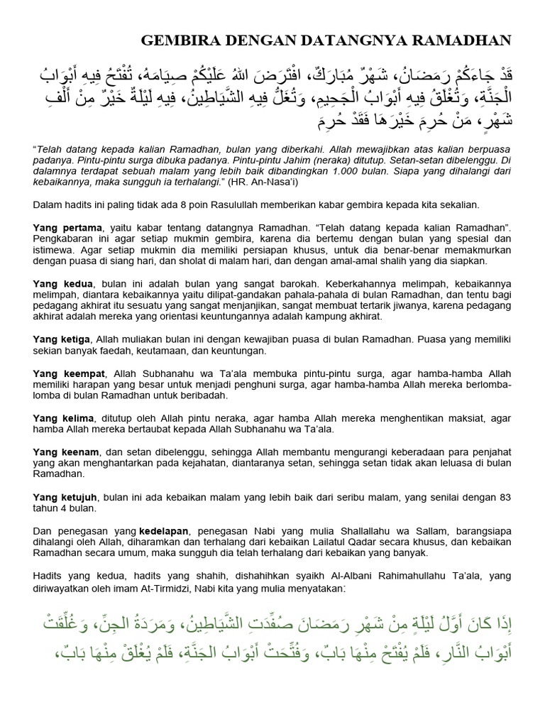 Materi Kultum Ramadhan | PDF