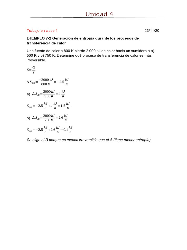 Termo U4 Ejercicios en Clase | PDF