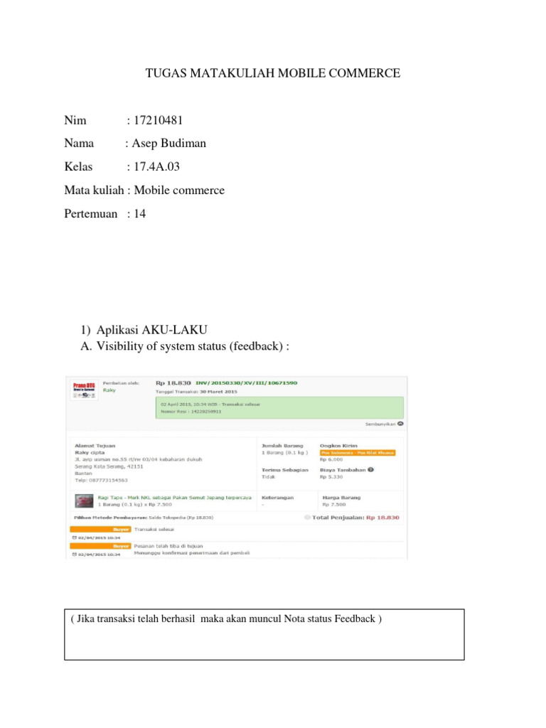 Tugas Matakuliah Mobile Commerce | PDF