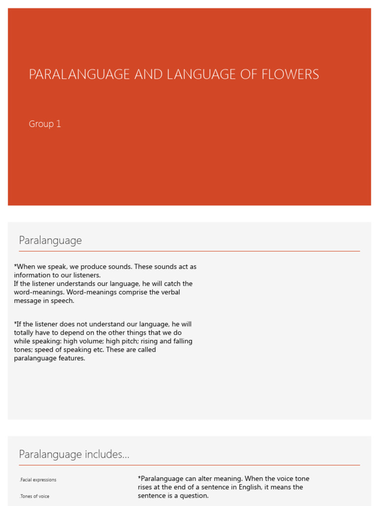 Paralanguage and Language of Flowers | PDF