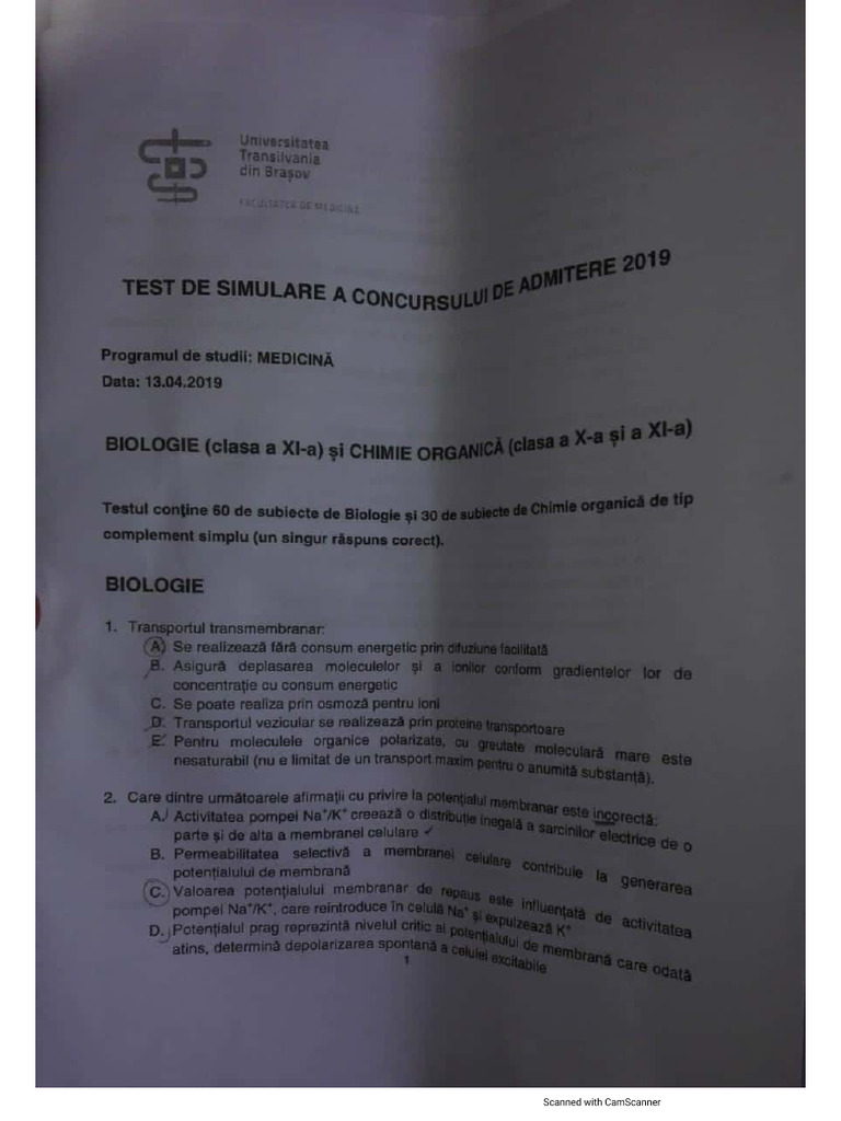 2019 Simulare Brasov | PDF