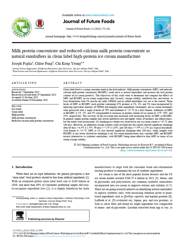 Milk Protein Concentrate and Reduced-Calcium Milk Protein Concentrate ...