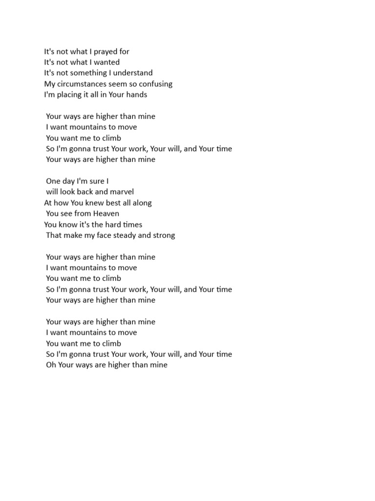 Your Ways Are Higher Than Mine | PDF